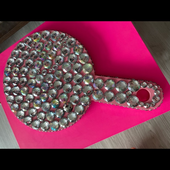 Bath & Body | Bling Rhinestone Hand Mirror Barbie Pink Mirror ...